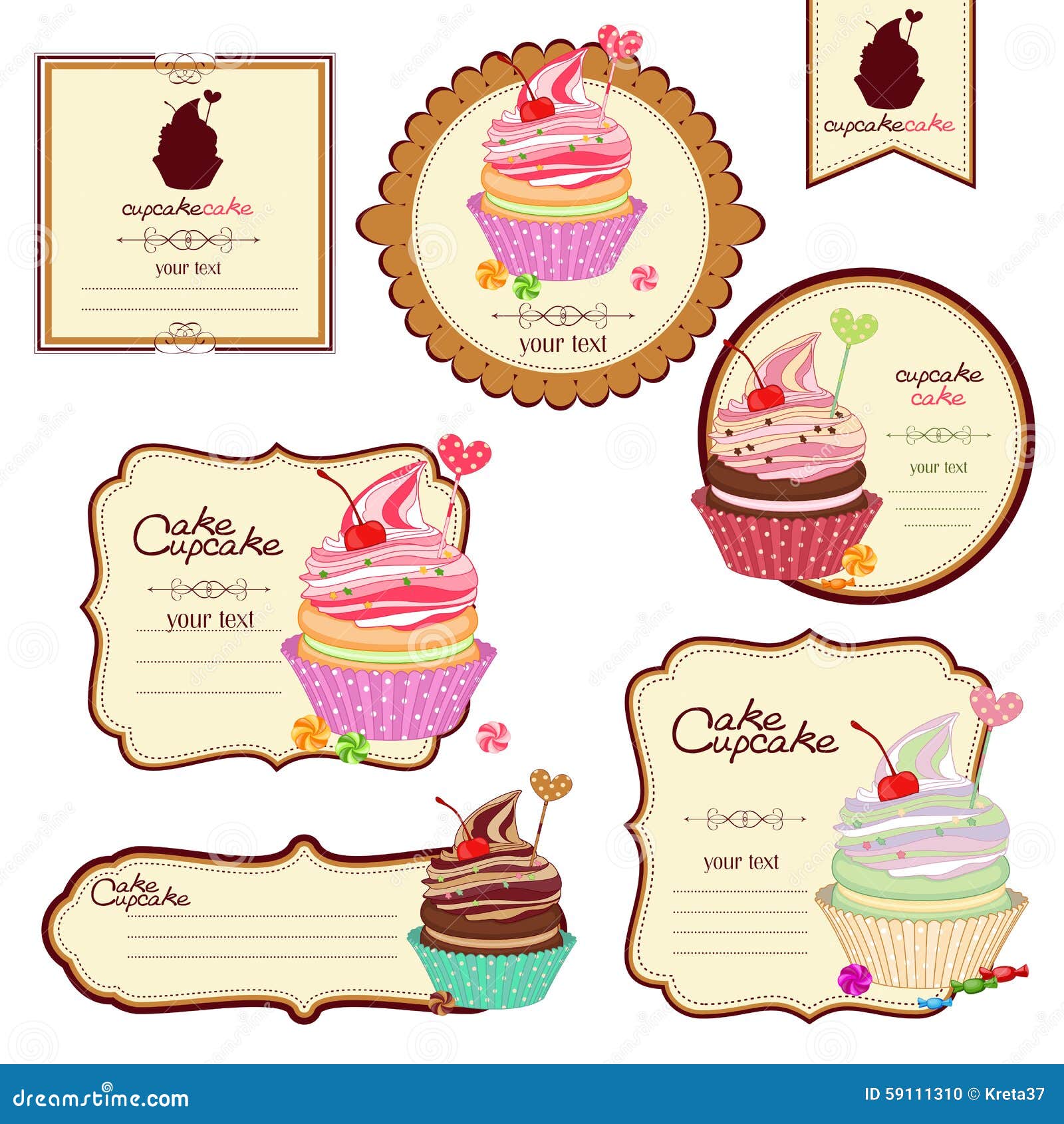 Vector Set of Labels with Sweets, a Sticker for Stock Vector ...