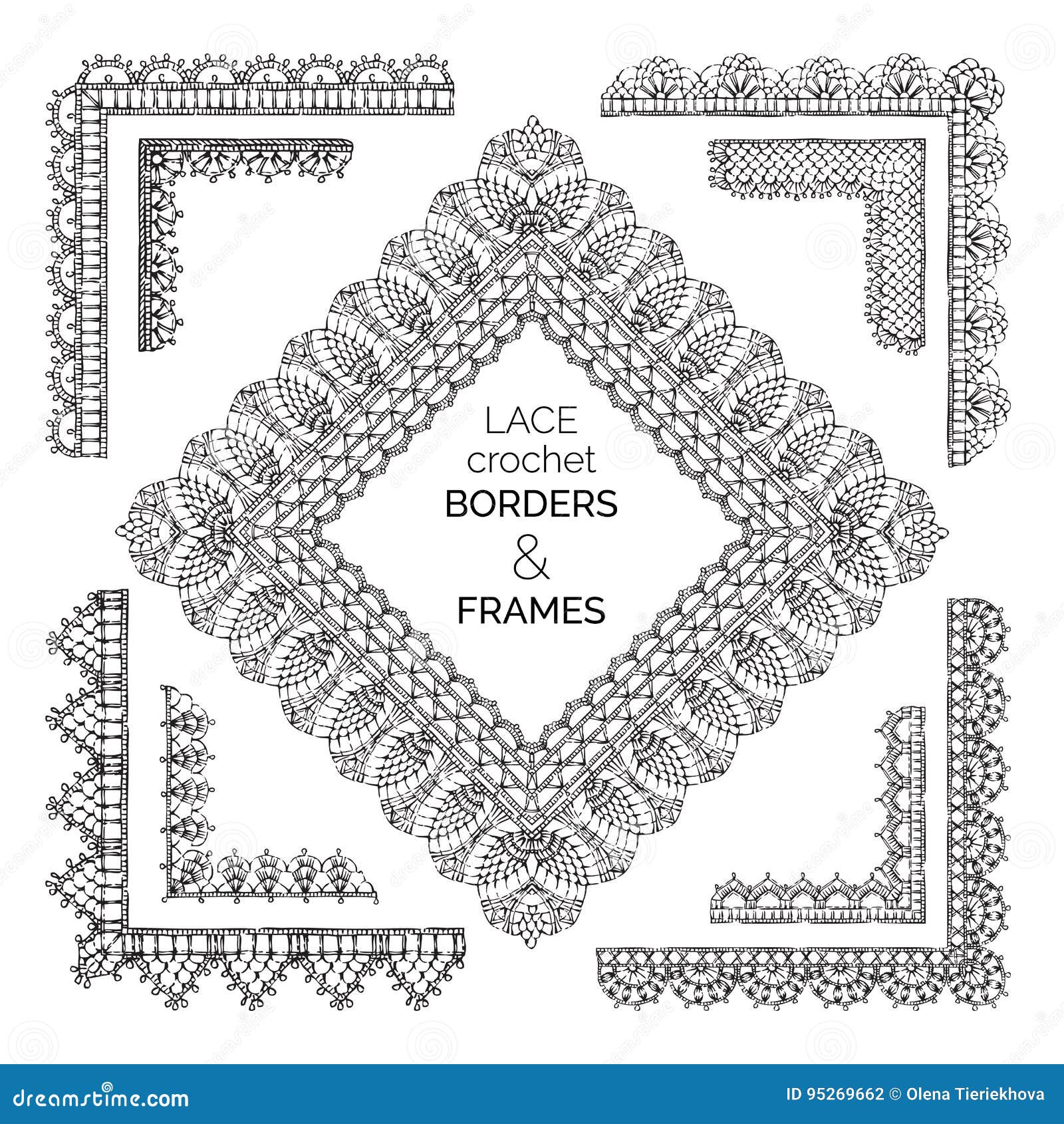 Vector Set of Lace Crochet Borders and Frames. Stock Vector ...