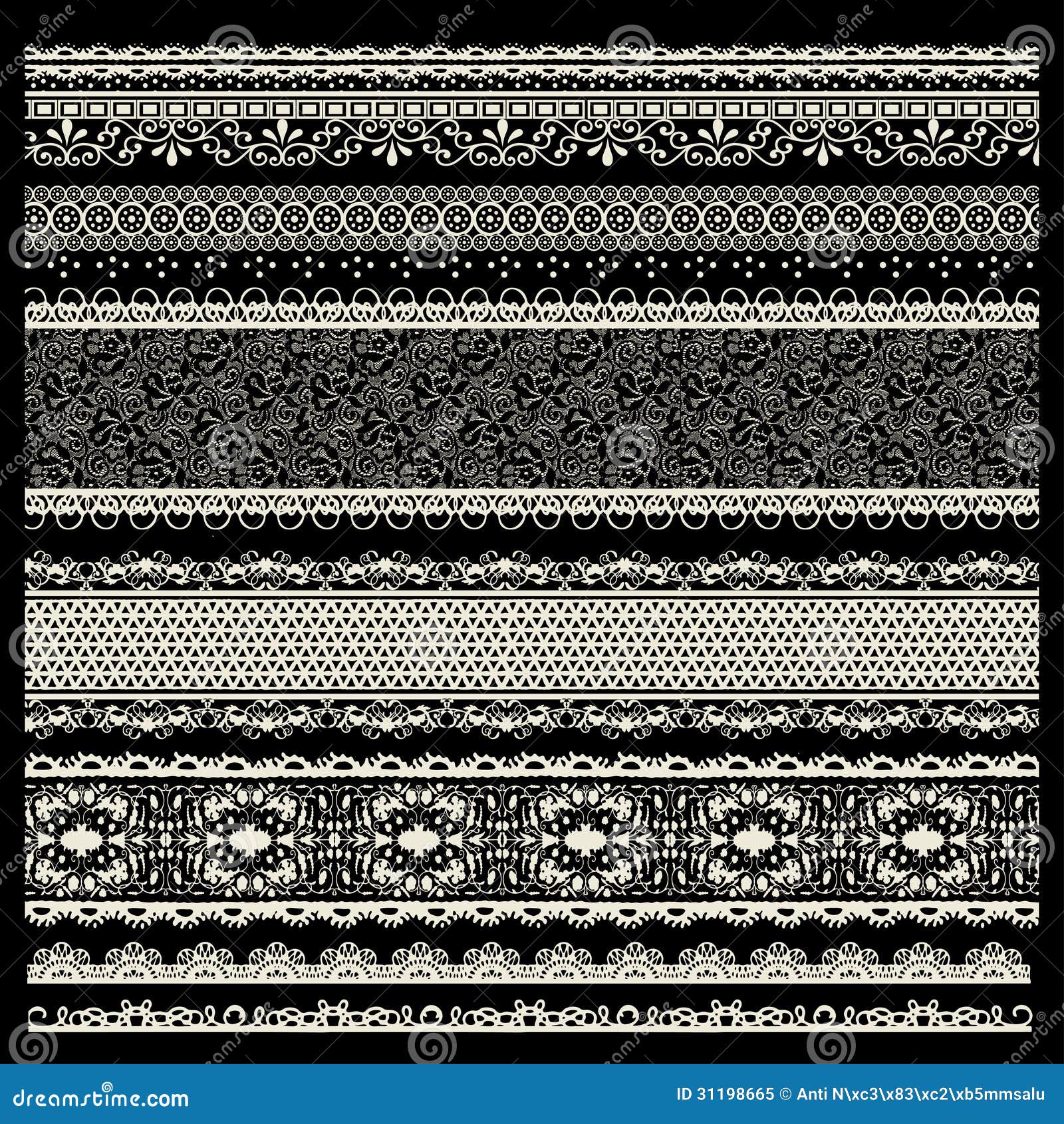Vector set of lace trims stock vector. Illustration of decoration ...