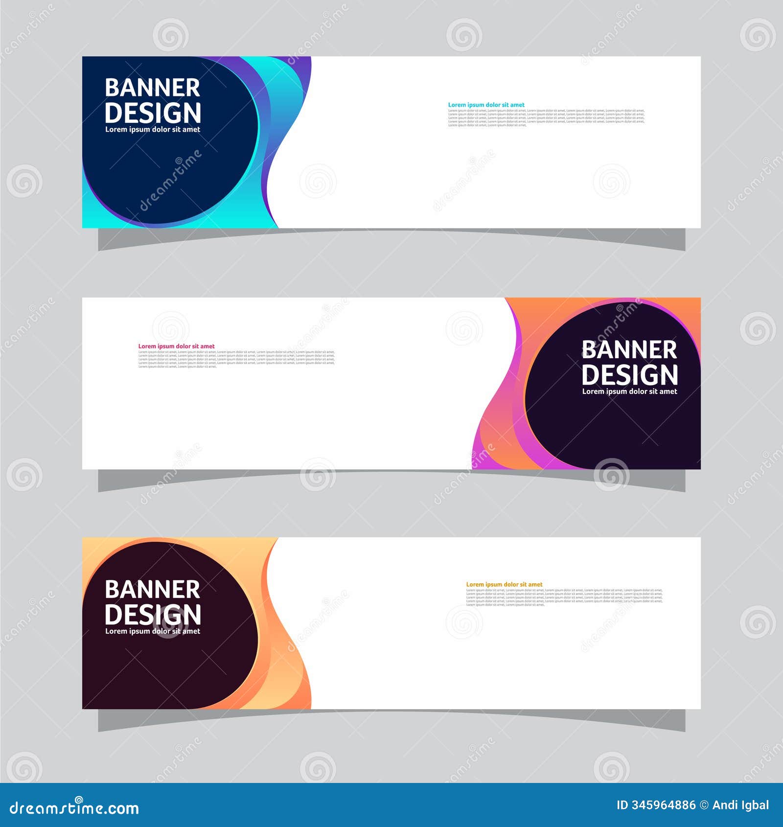 Vector Set of Landscape Banner Background Design Concept. Colorful ...