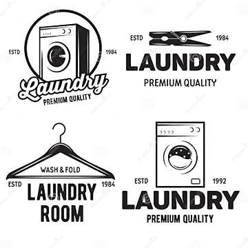 Vector Set of Laundry Logos Emblems and Design Elements. Logotype ...