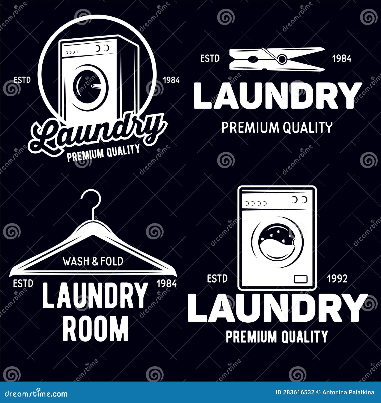 Vector Set of Laundry Logos Emblems and Design Elements. Logotype ...