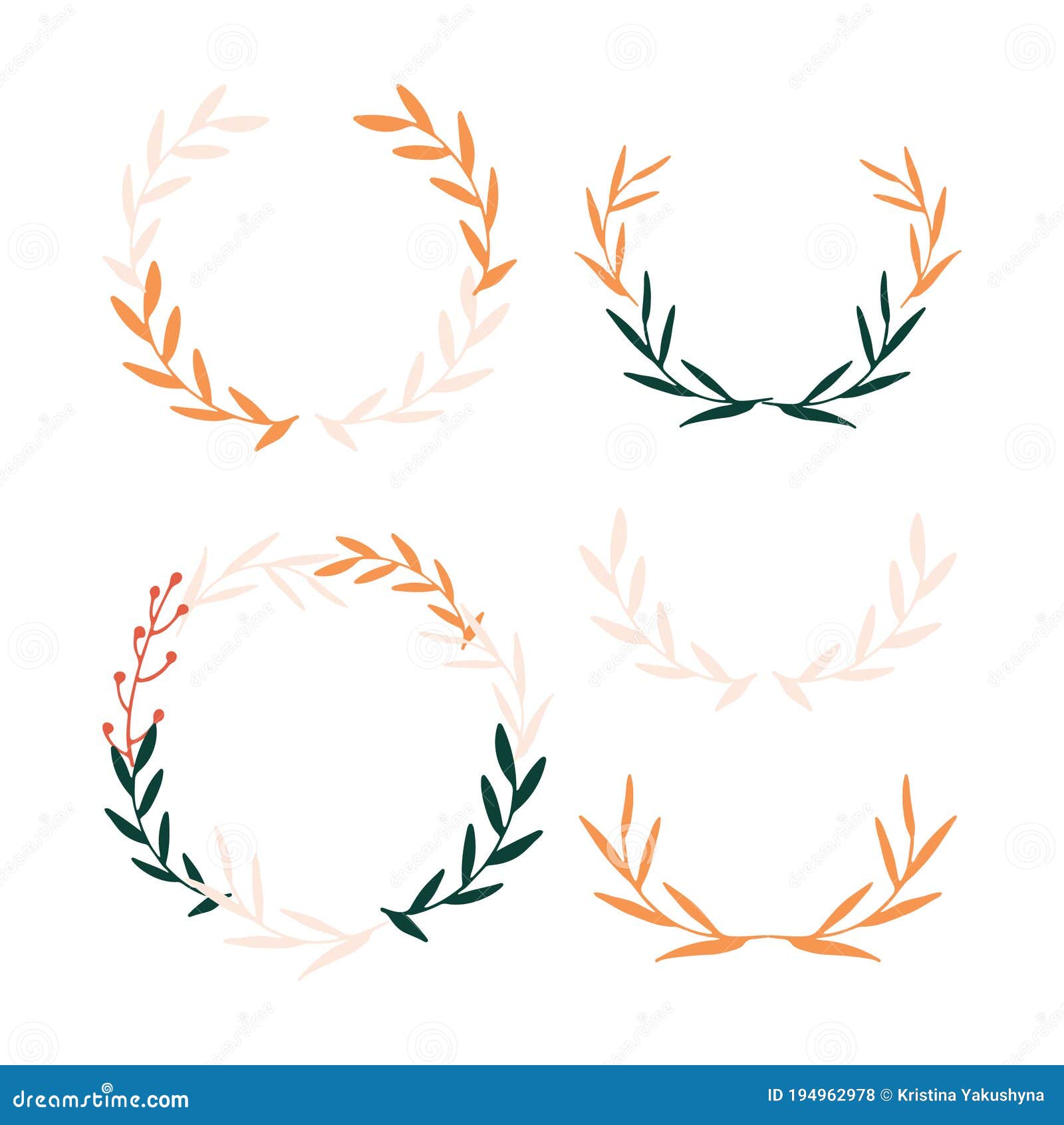 Vector Set of Leaf Frames. Decorative Leaf Elements Stock Vector ...