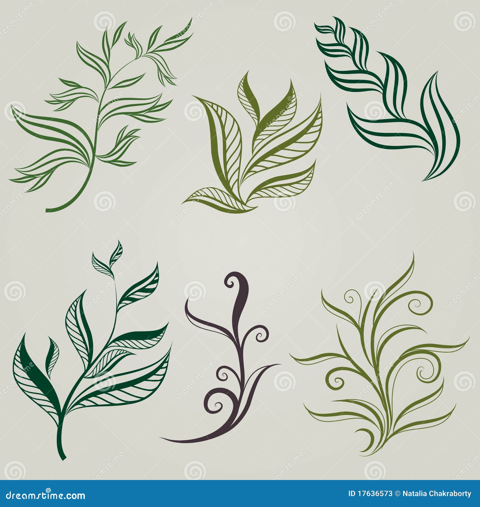 Vector Set of Leafs Design Element Stock Vector - Illustration of ...