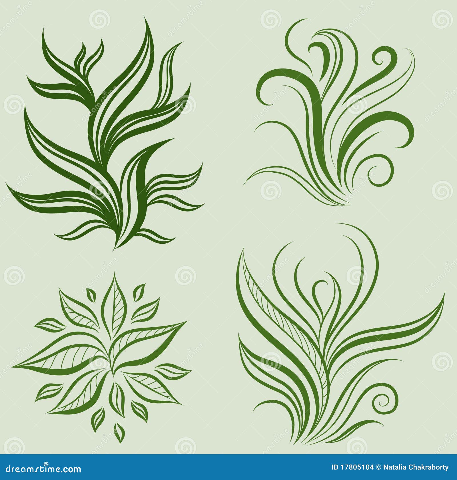 Vector Set of Leafs Design Elements Stock Vector - Illustration of ...