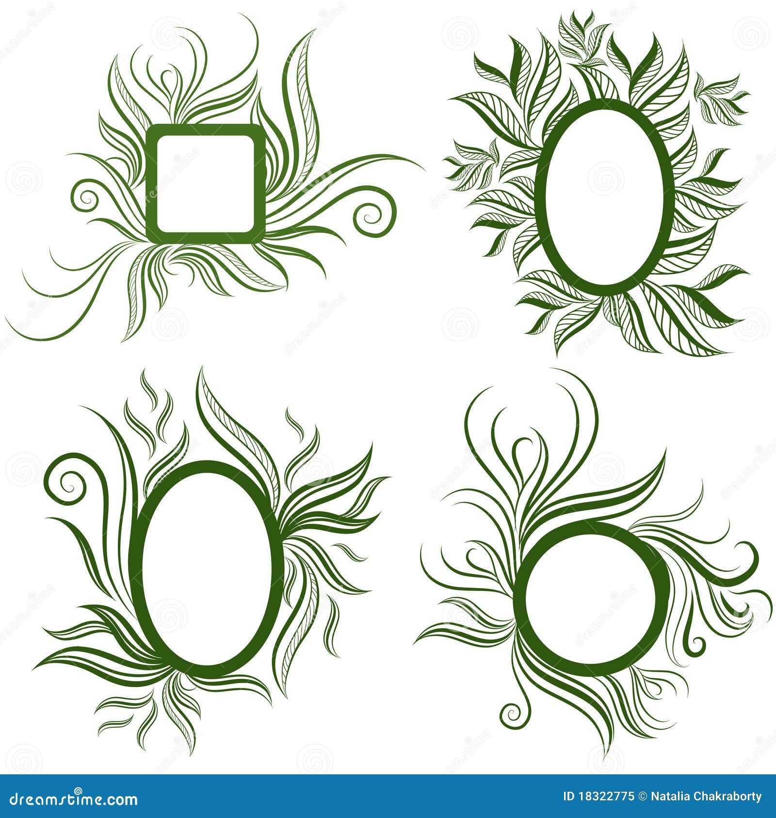 Vector set of leafs frames stock vector. Illustration of botanics ...