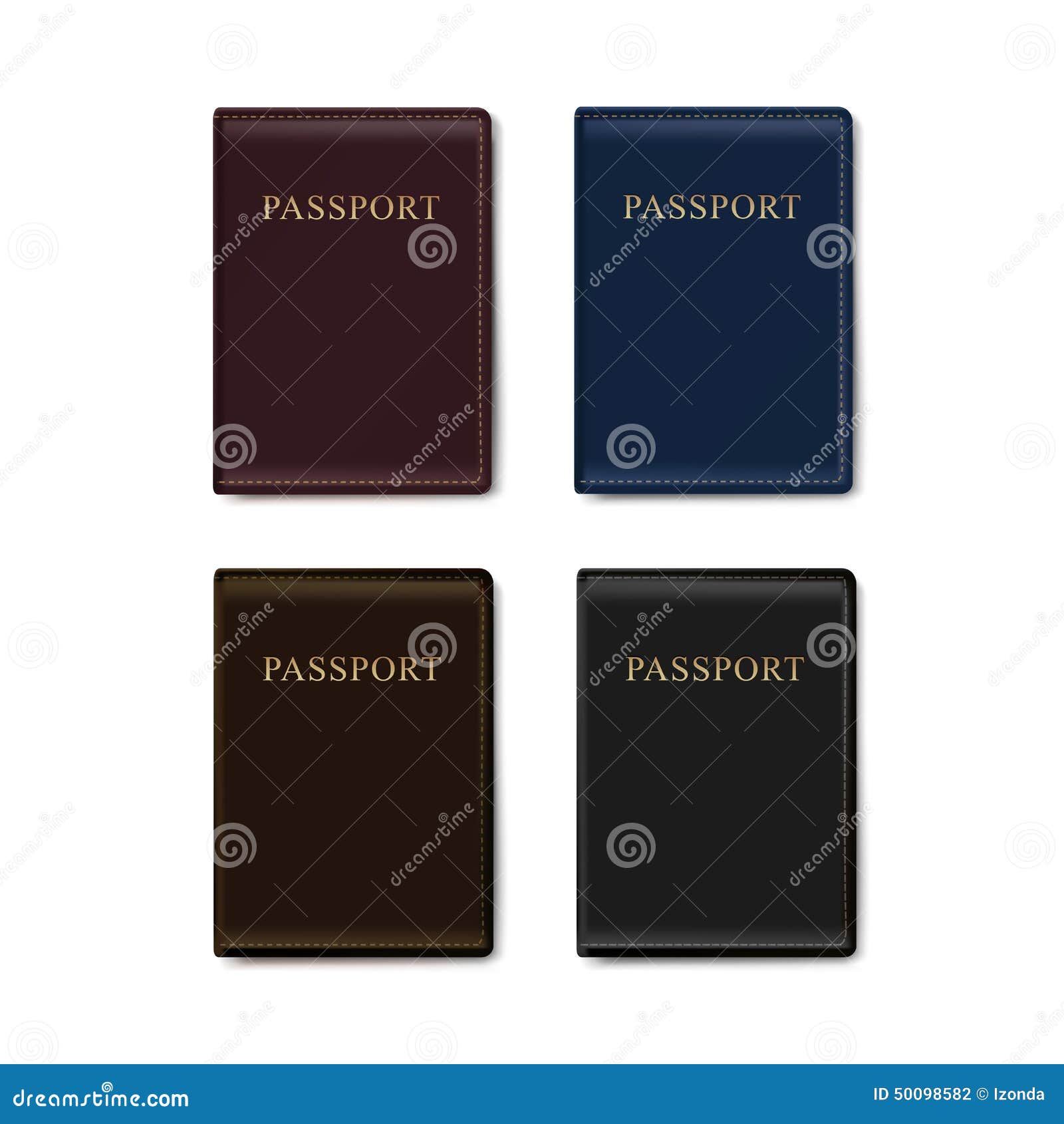 Vector Set Of Leather Covers For Passport Isolated Stock Vector