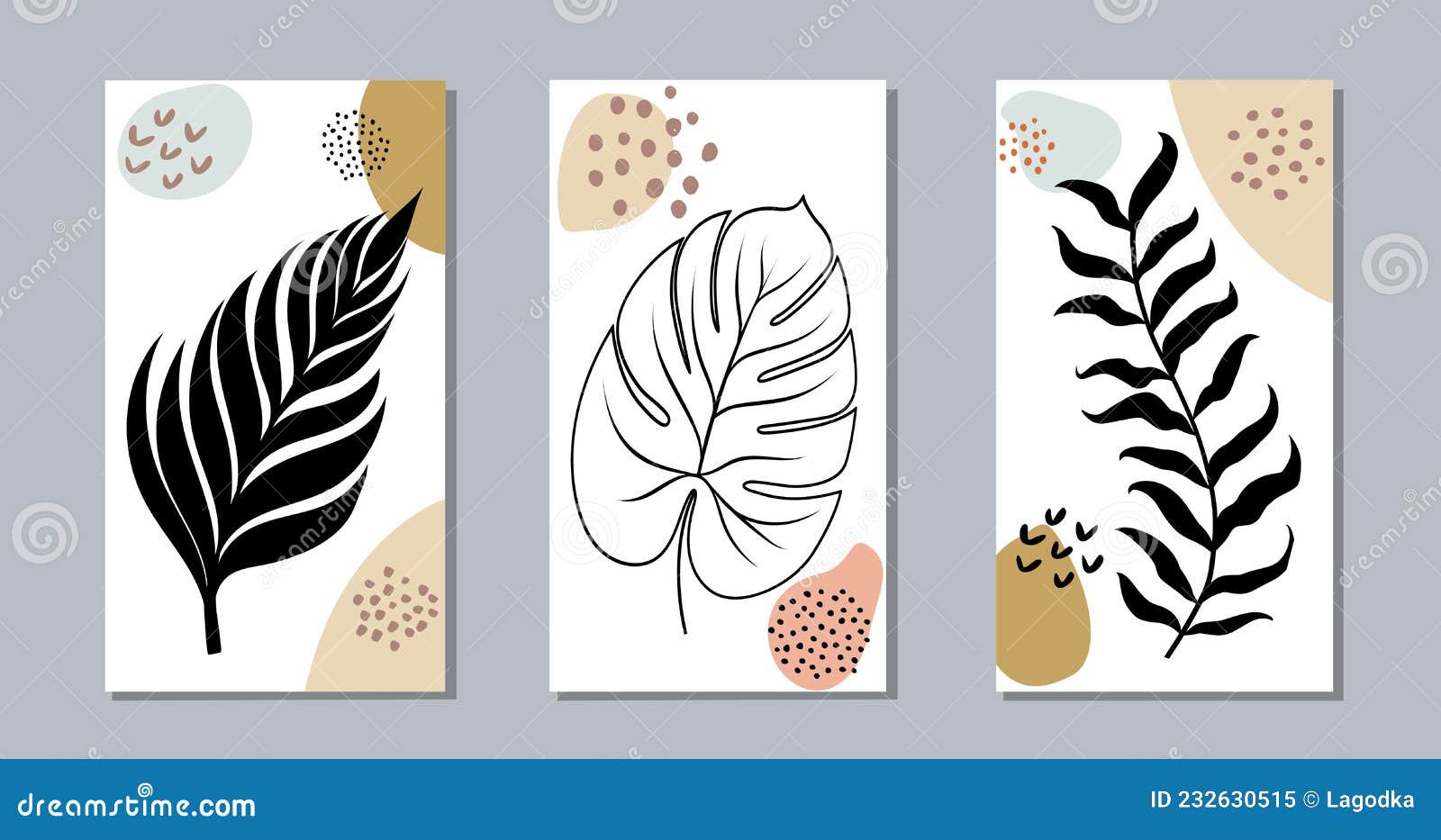 Set of Leaves on Abstract Background Stock Vector - Illustration of ...