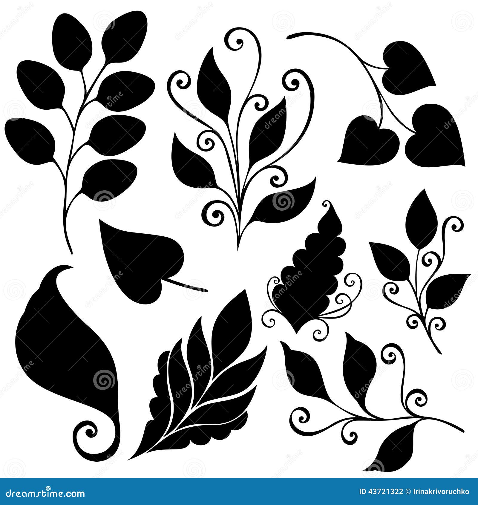 Vector Set of Leaves. Stencils Isolated Stock Vector - Illustration of ...