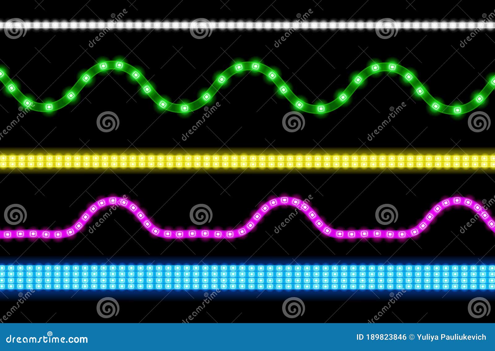 Vector Set Of Led Strips With Neon Light Effect | CartoonDealer.com ...