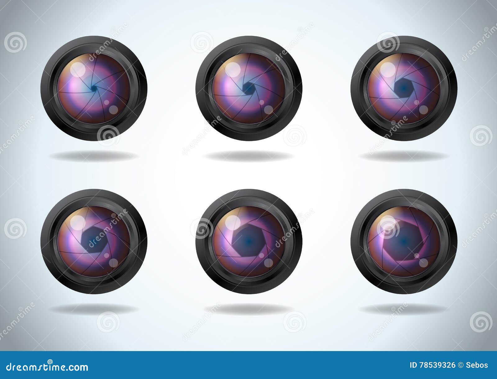 Vector Set of Lens Aperture. Diaphragm of a Photo Camera Shutter ... Vector Set of Lens Aperture. Diaphragm of a Photo Camera Shutter ...