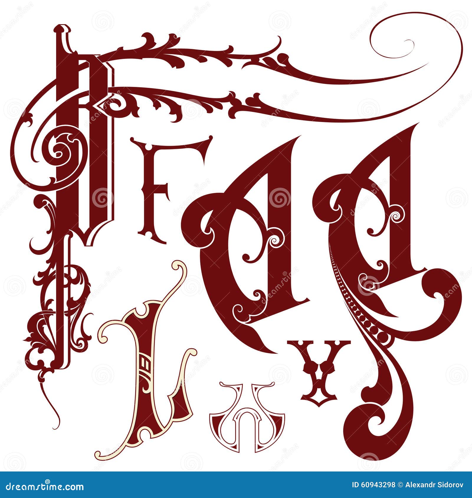 Vector Set of Letters in the Old Vintage Style Stock Vector ...