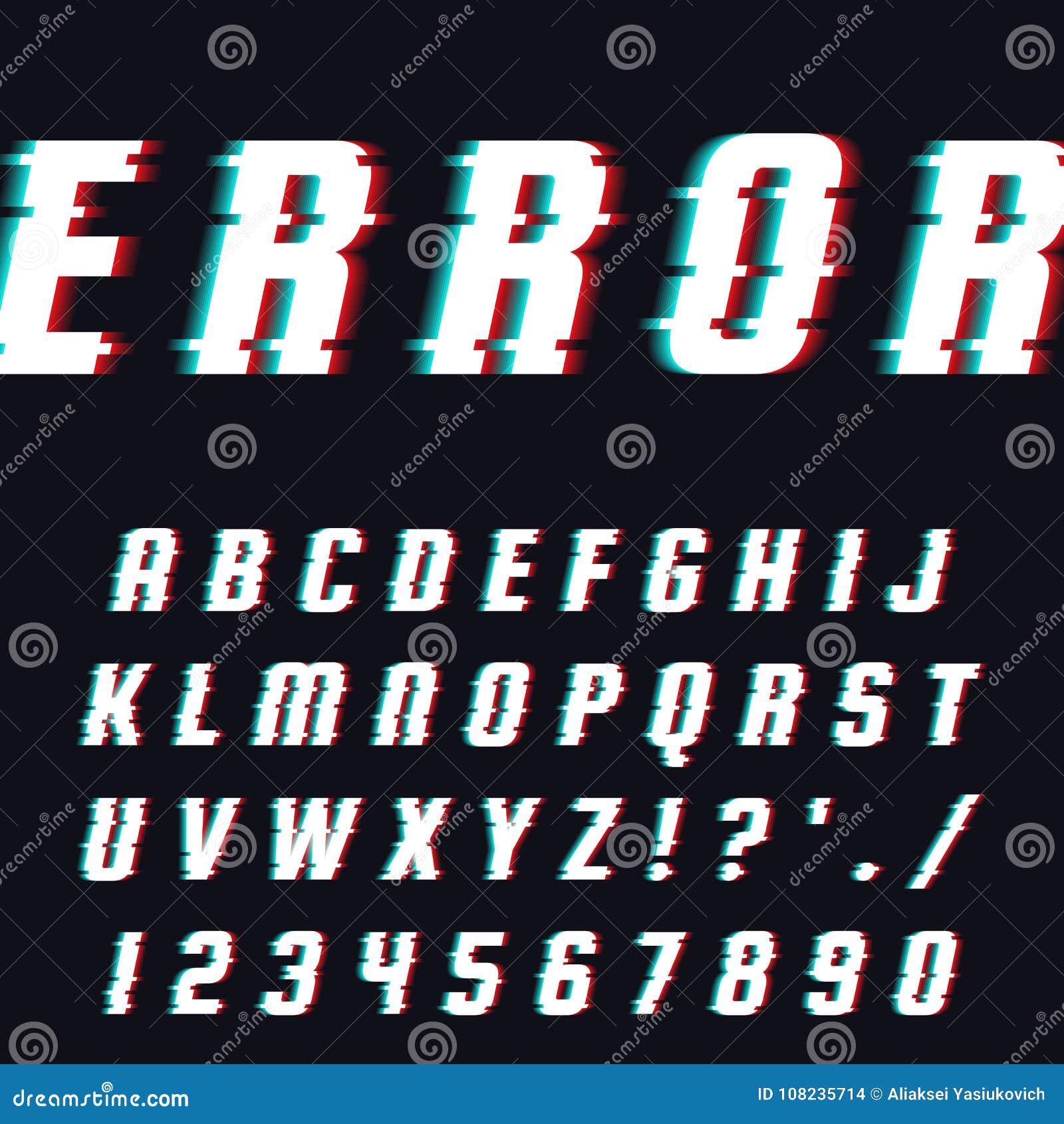 Font in glitch style. stock vector. Illustration of displacement ...