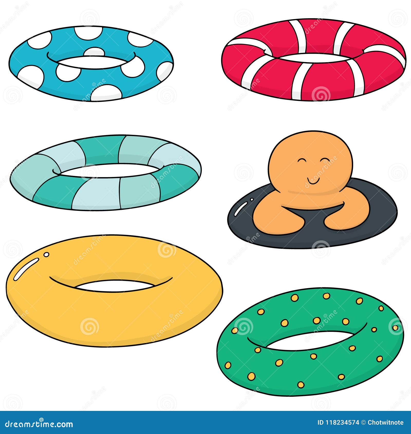 Vector set of life ring stock vector. Illustration of drawn - 118234574