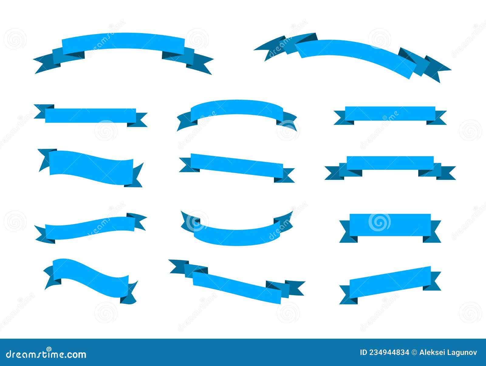 Vector Set Of Light Blue Banners Isolated On White Background, Vintage ...