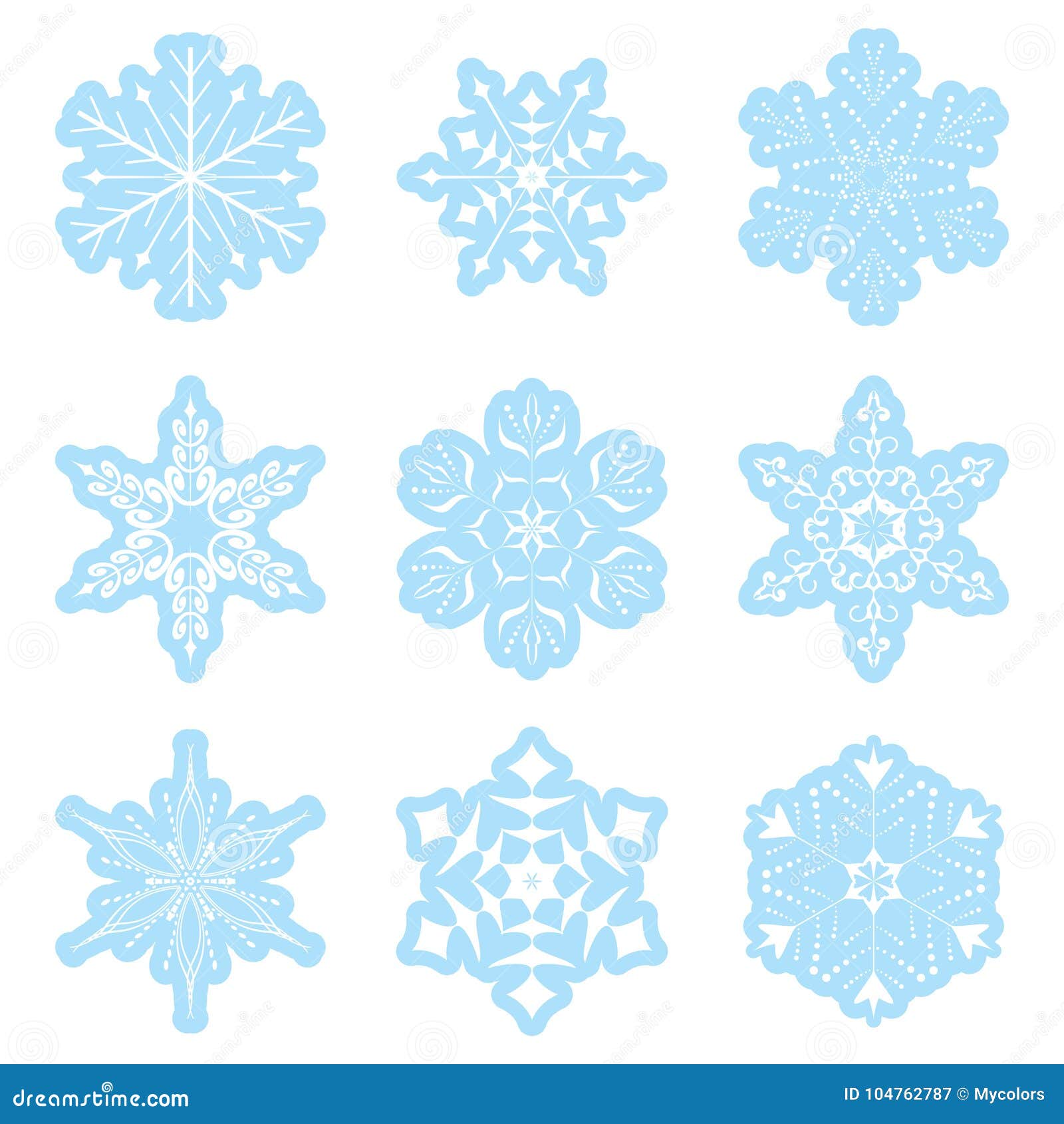 Vector Set - Light Blue Snowflakes Stock Vector - Illustration of ...