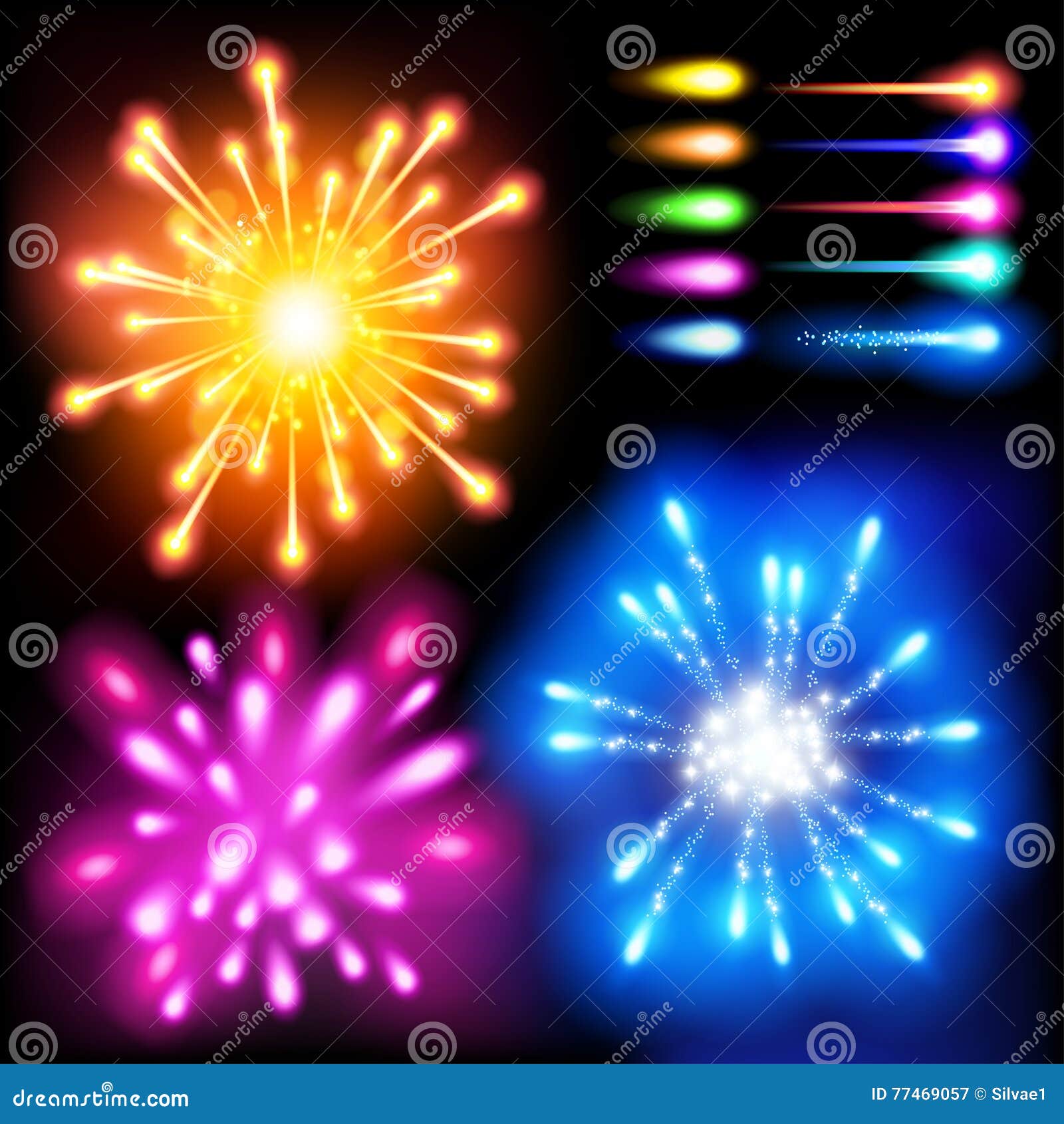 Vector Set: Light Effect, Fireworks Stock Vector - Illustration of ...
