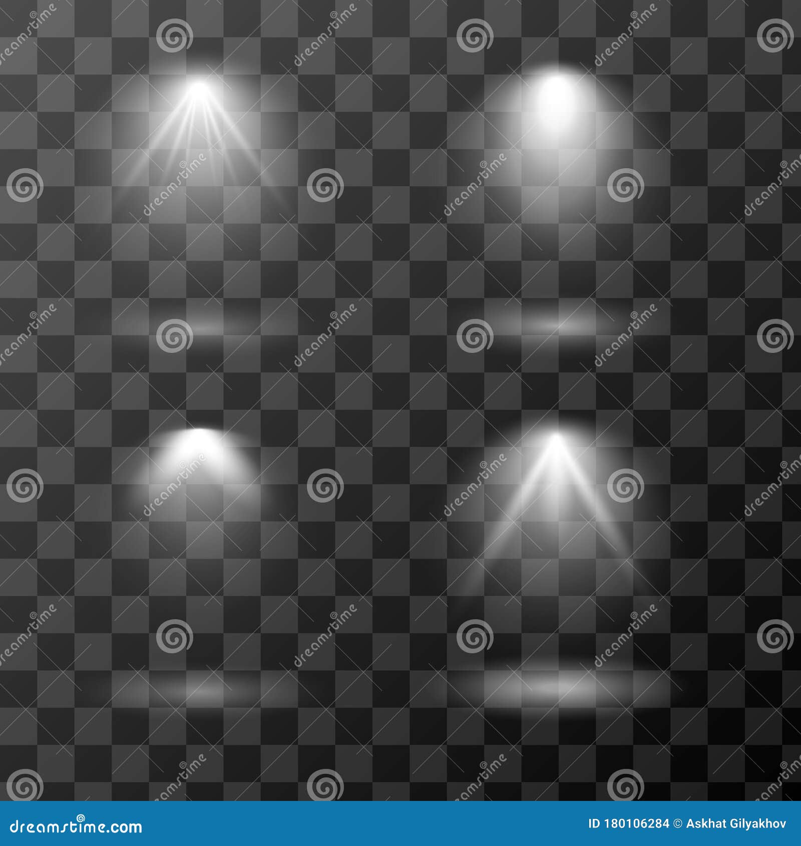 Vector Set of Light Sources Isolated on Transparent Background. Scene ...