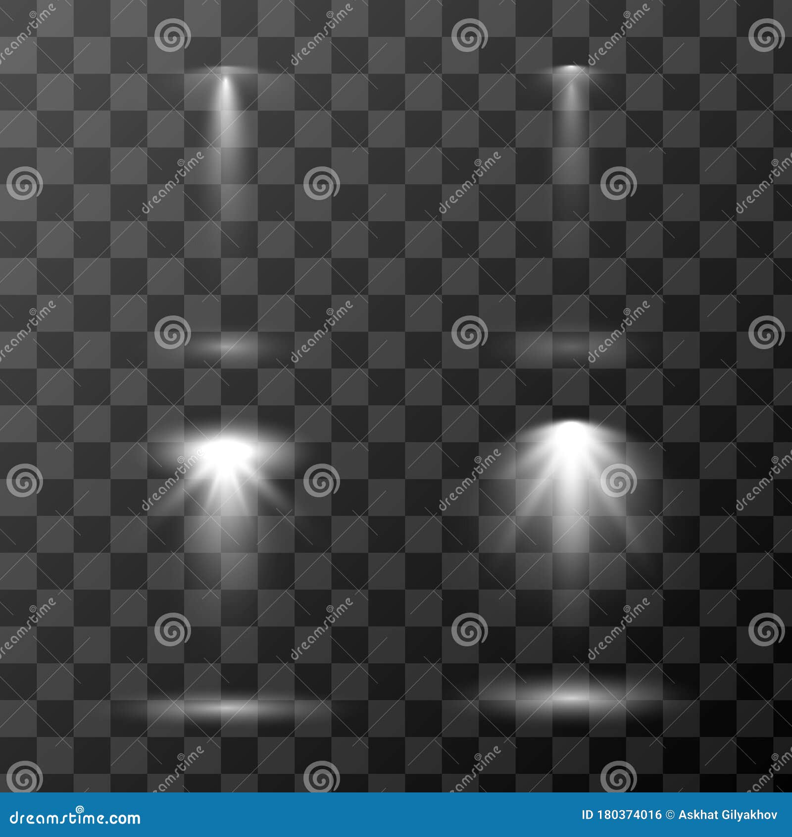 Vector Set of Light Sources Isolated on Transparent Background. Various ...