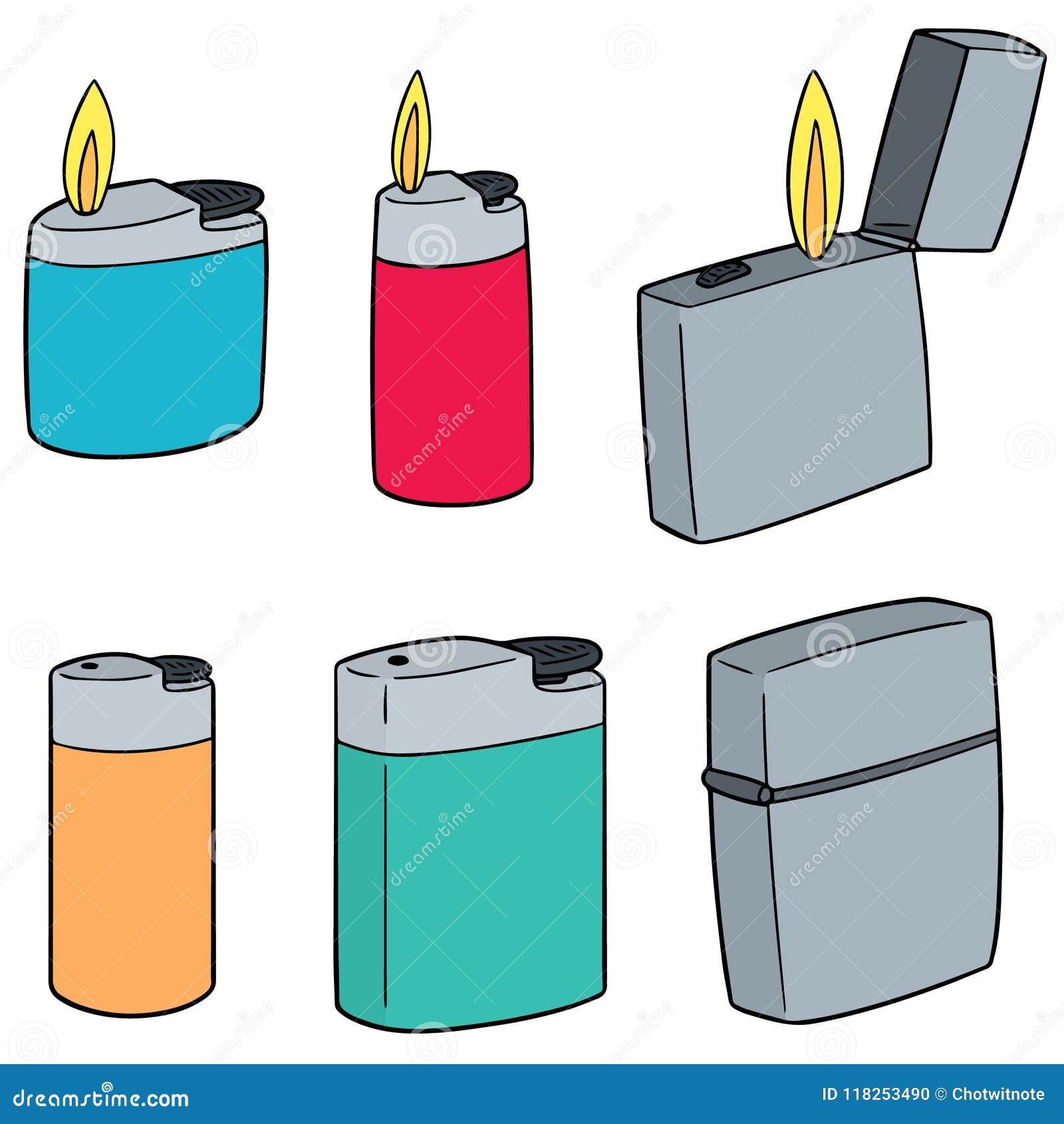 Vector set of lighter stock vector. Illustration of fire - 118253490