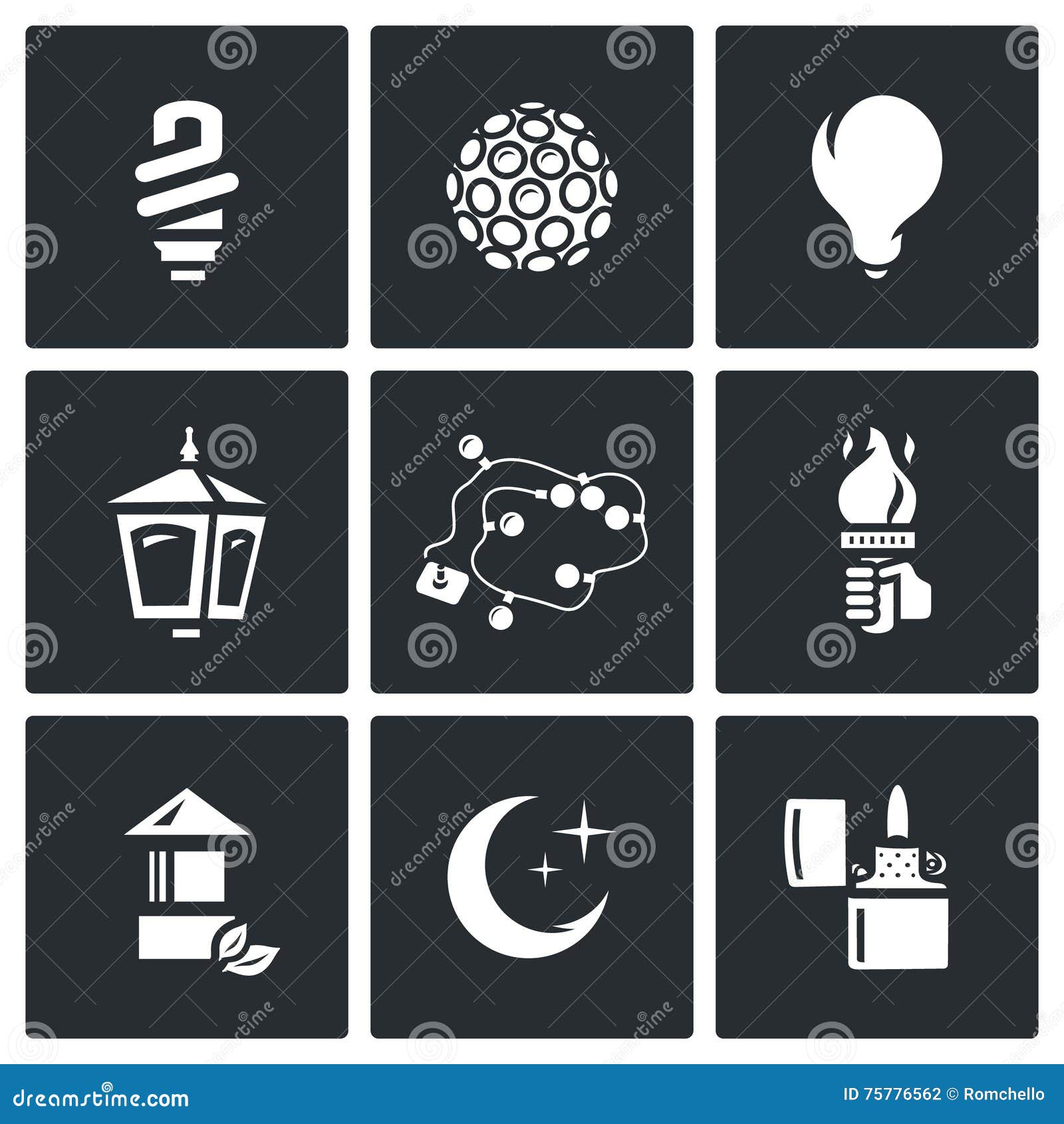 Vector Set of Lighting Icons. Stock Vector - Illustration of lamp ...