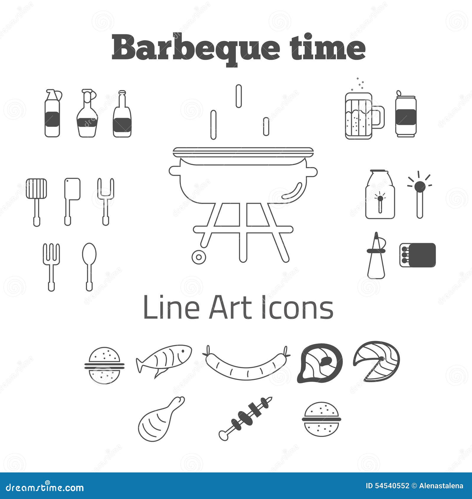 Barbeque Icons Seamless Pattern, Vector Illustration. Barbecue Wrapping ...