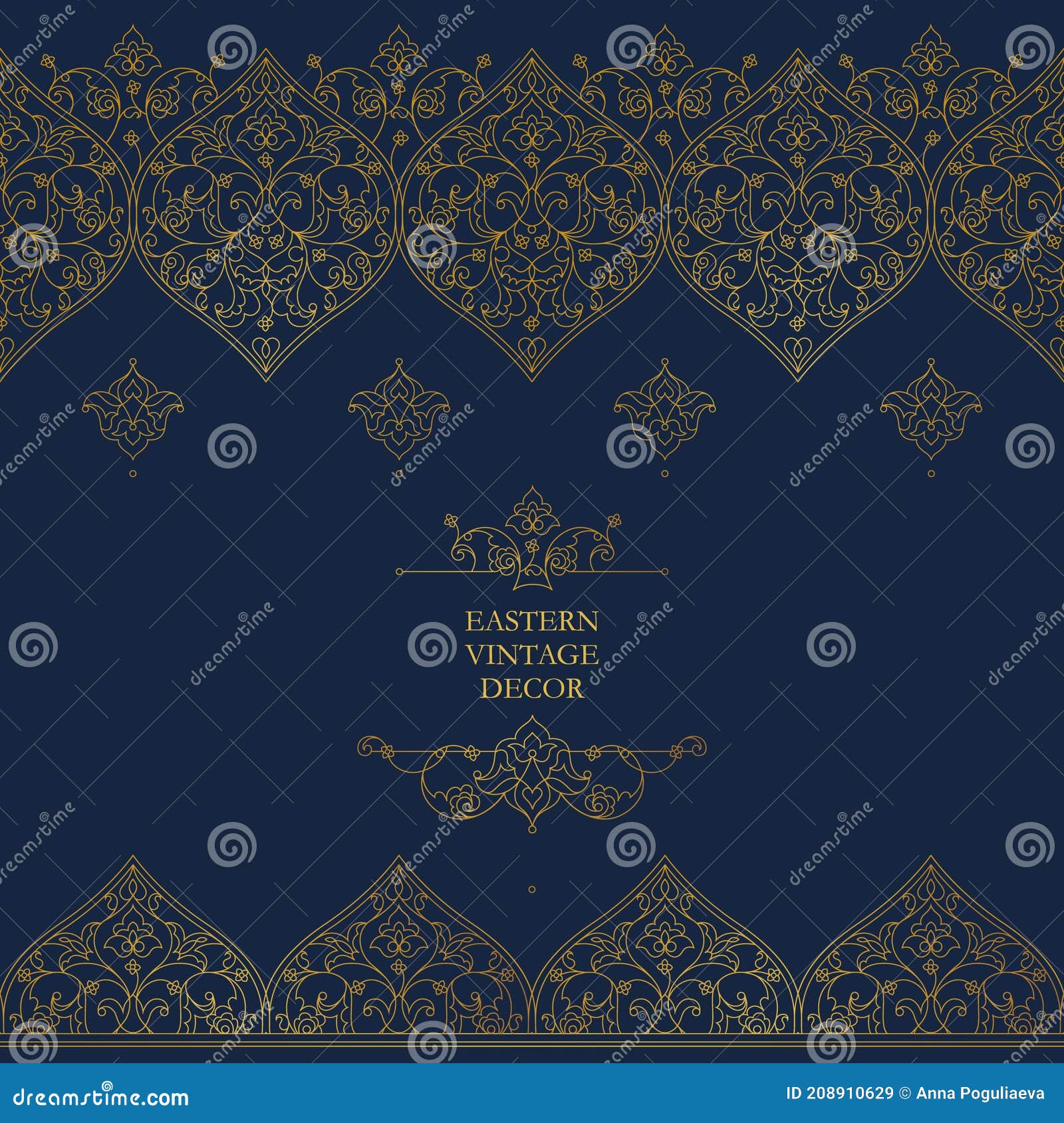 Vector Set of Line Art Frames, Borders, Vignette in Eastern Style Stock ...