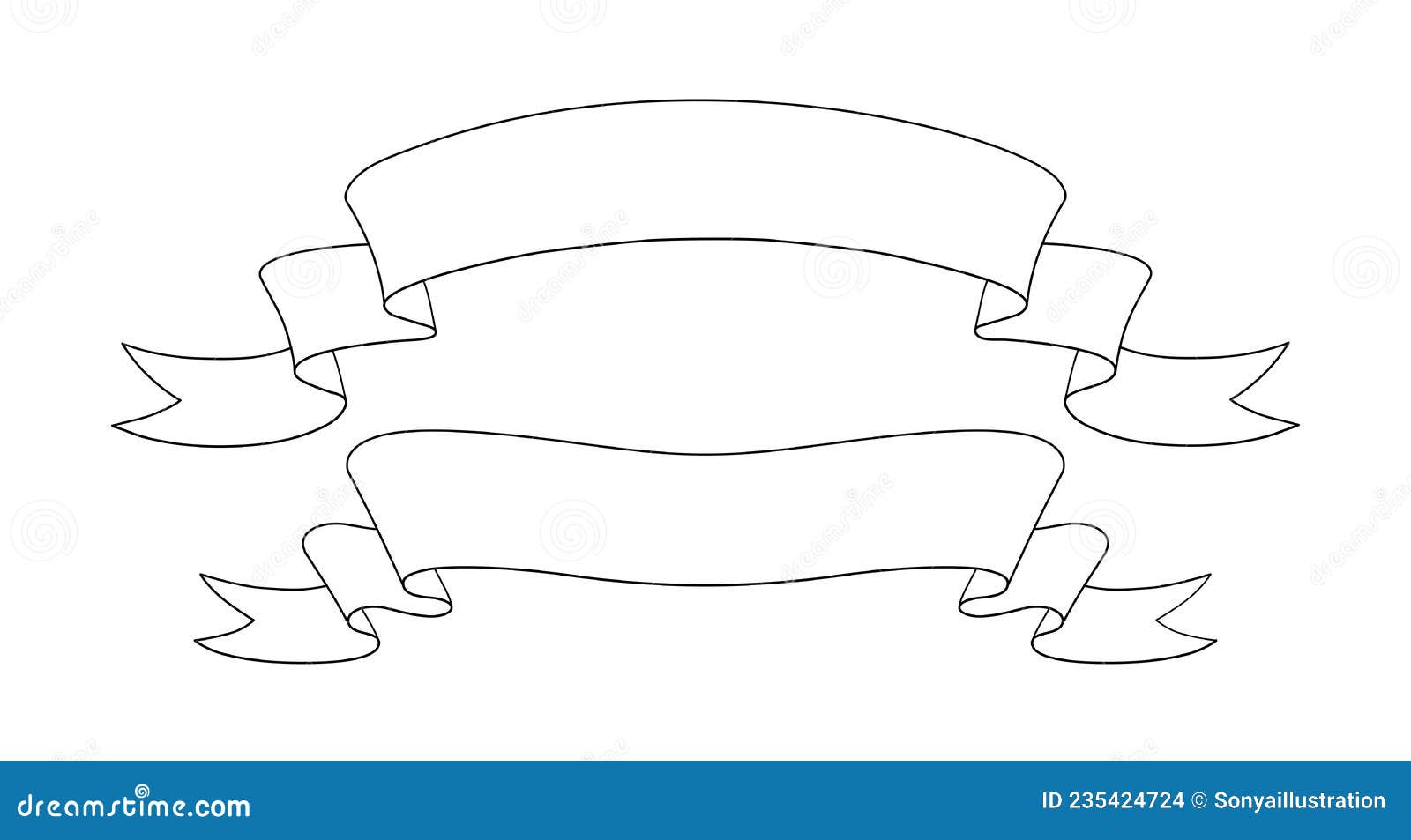 Vector Set of Line Art Ribbon Banners Stock Vector - Illustration of ...