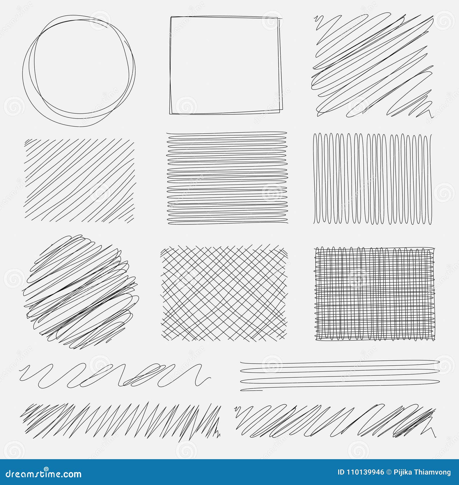 Vector Set of Line Grunge Brushes Textures. Stock Vector - Illustration ...