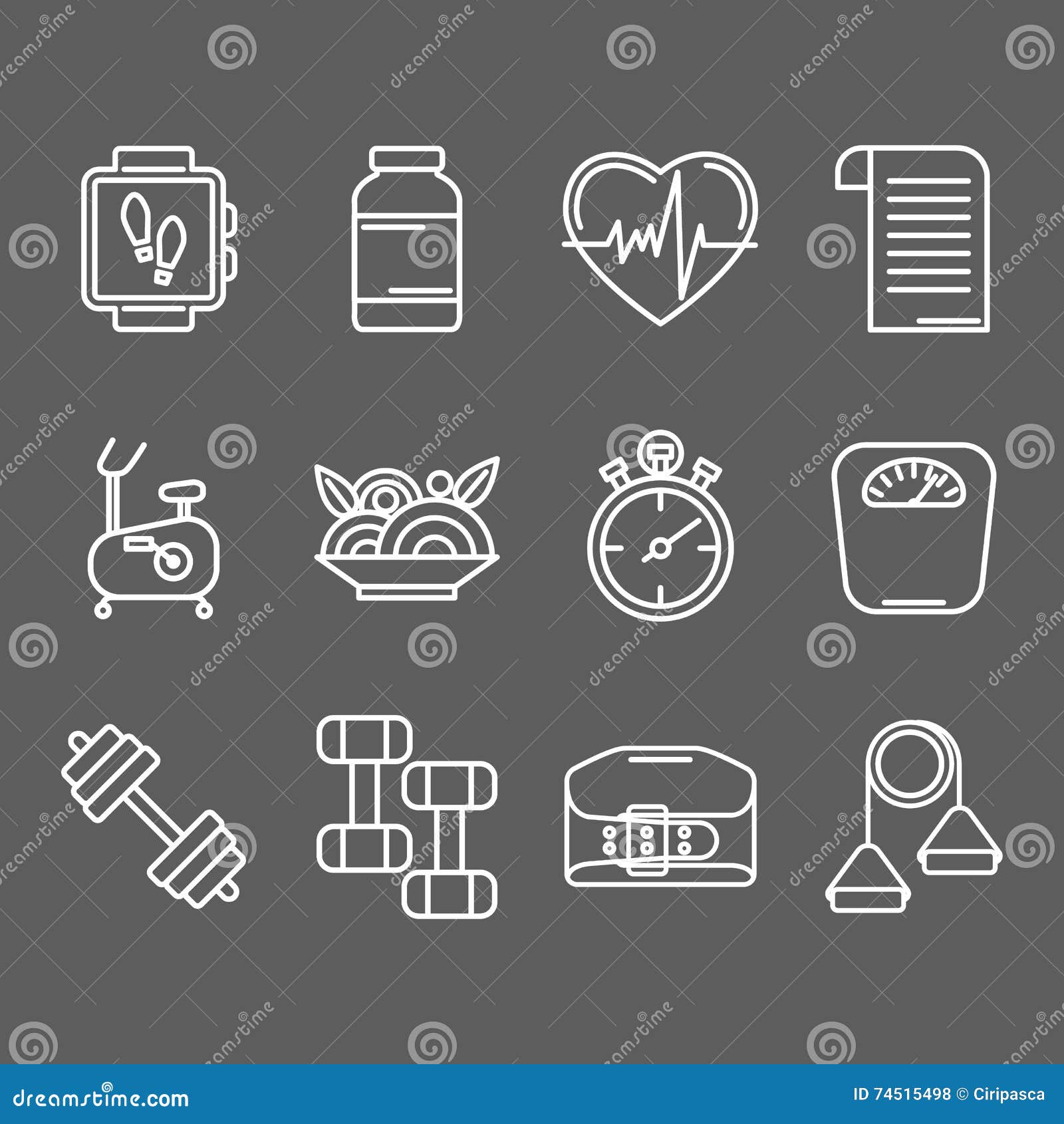 Vector Set of Line Icons for Personal Trainer Program. Stock Vector ...