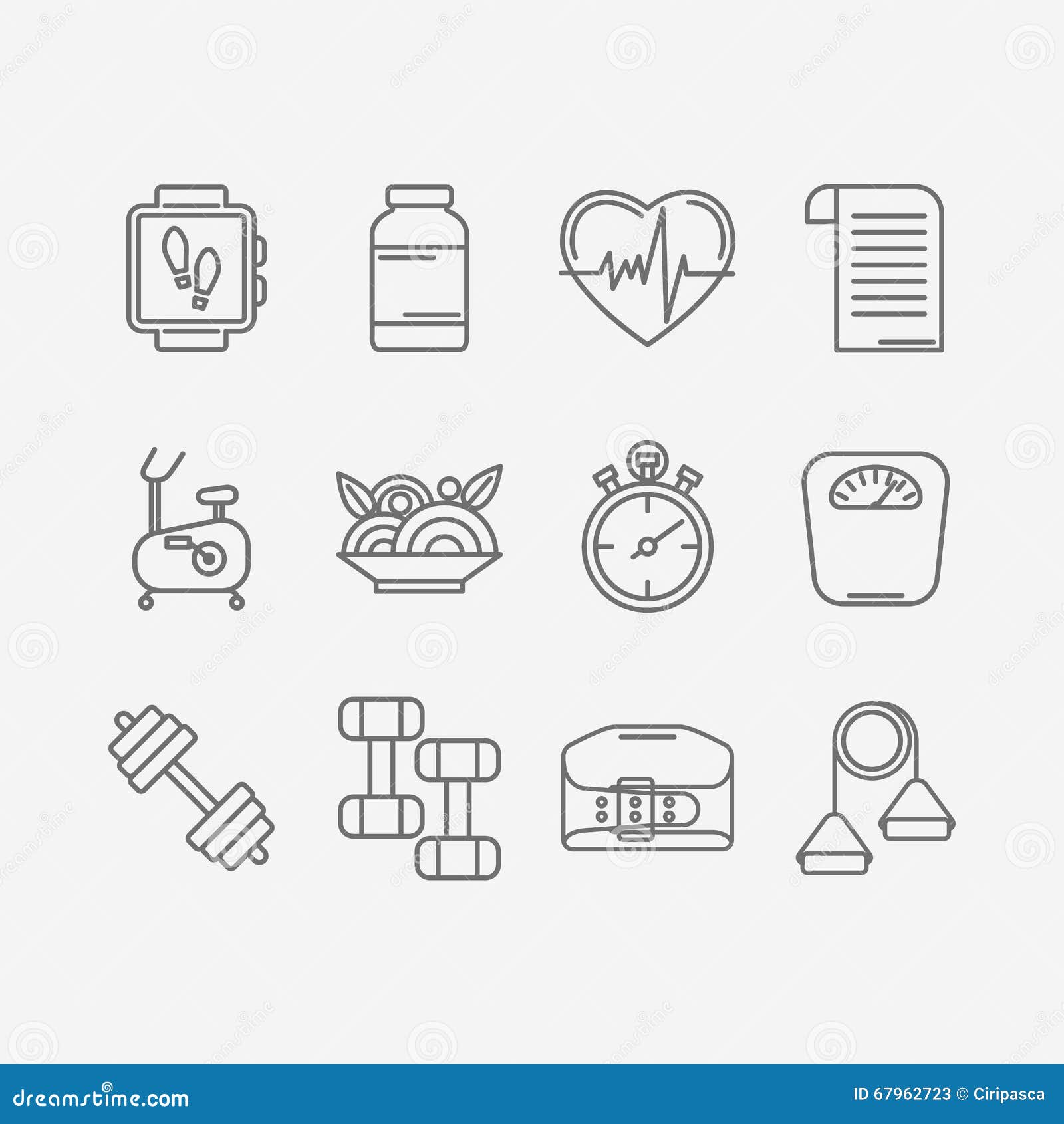 Vector Set of Line Icons for Personal Trainer Program. Stock Vector ...
