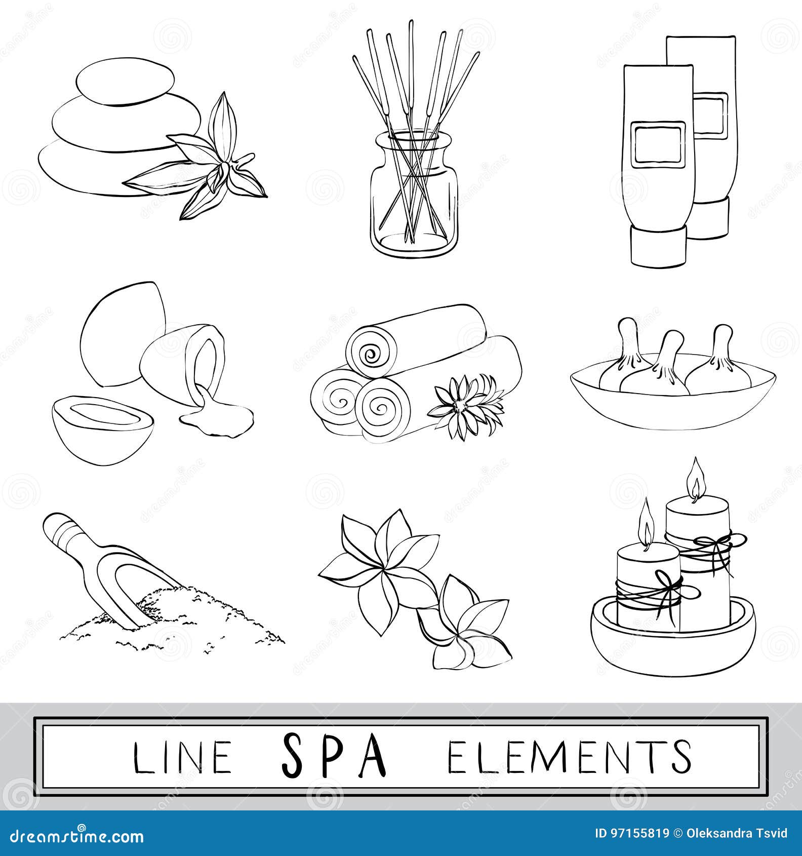 Vector Set of Line Spa Icons. Sketch Stock Vector - Illustration of ...