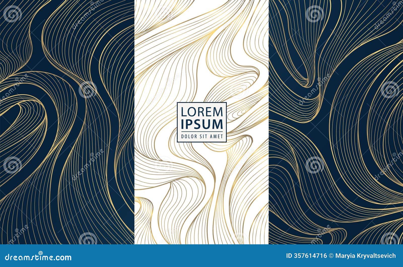 Vector Set of Line Wave Luxury Patterns, Fancy Labels, Wine Package ...