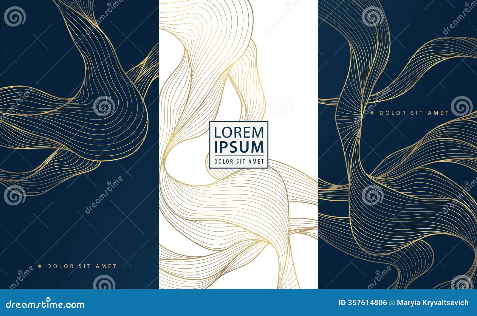 Vector Set of Line Wave Luxury Patterns, Fancy Labels, Wine Package ...