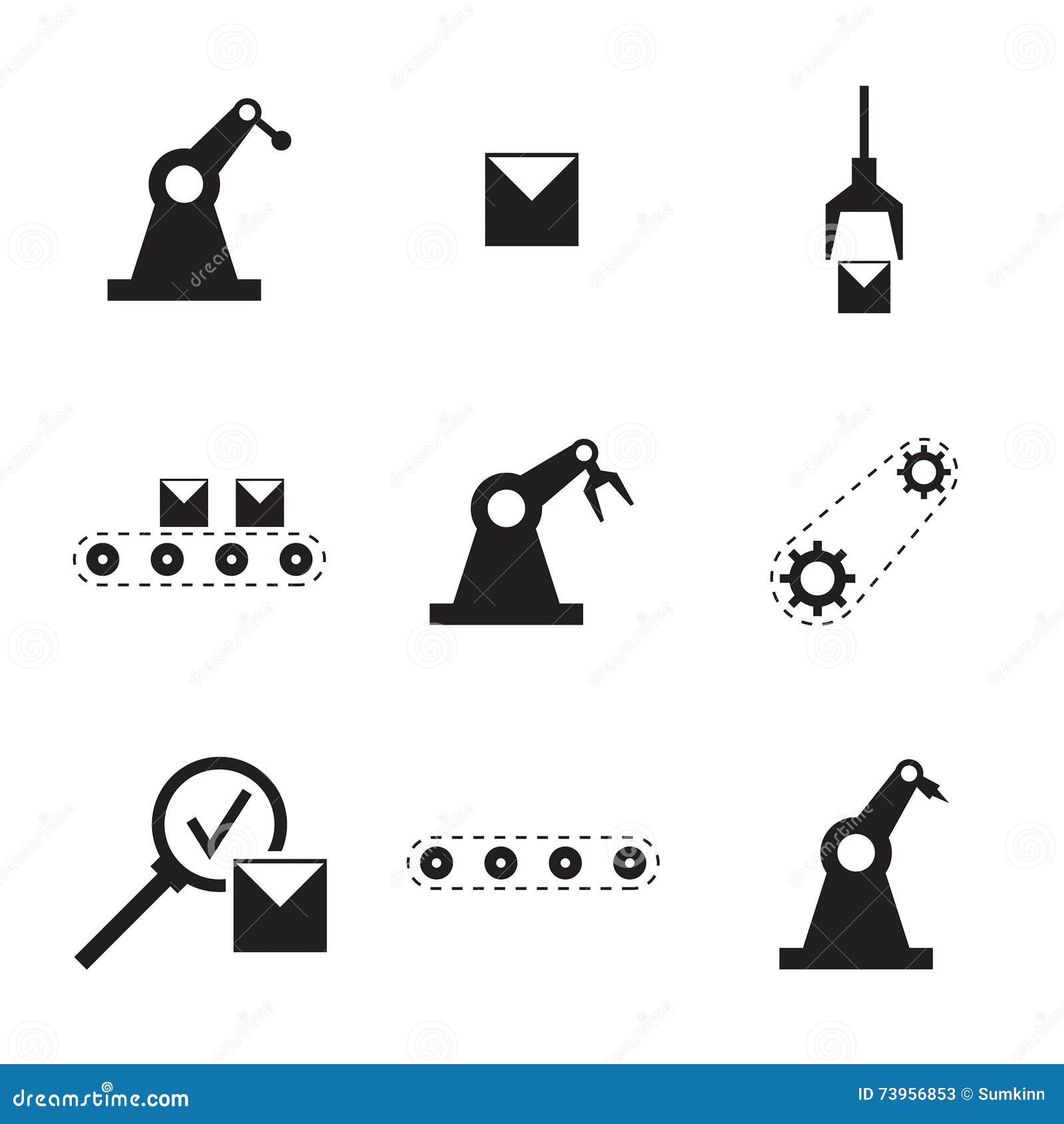 Vector Set of Linear Icons. Stock Vector - Illustration of factory ...