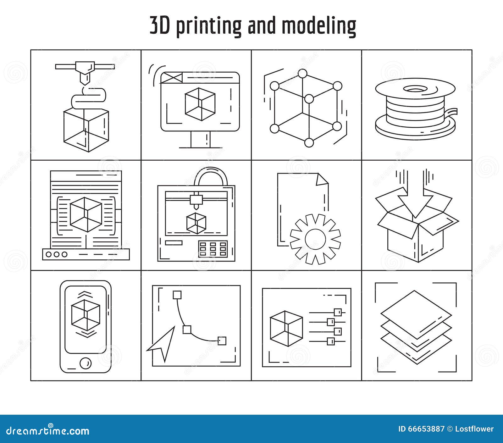 Vector Set of Linear Icons Simple Flat Design Stock Illustration ...