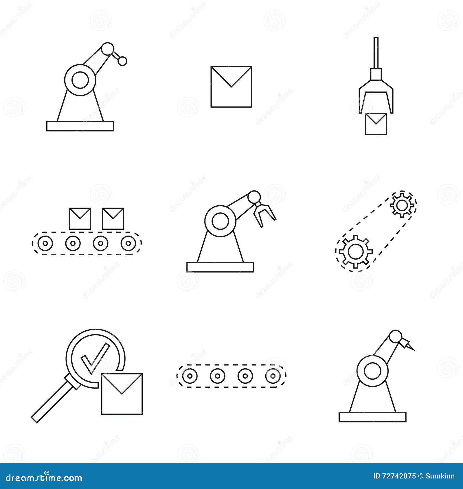 Vector Set of Linear Icons. Stock Vector - Illustration of factory ...