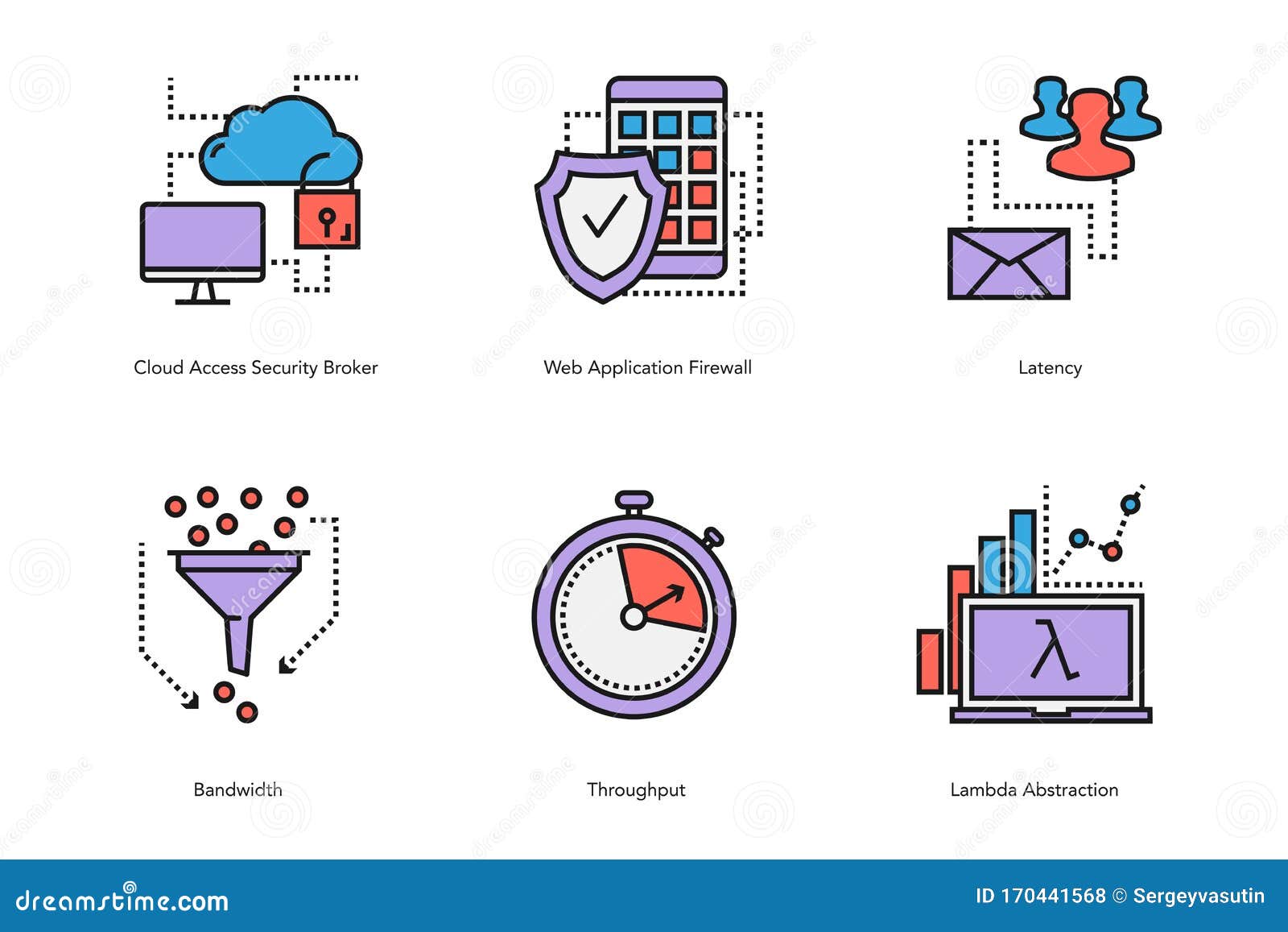Vector Colored Linear Internet Data Characteristic Icons Stock Vector ...