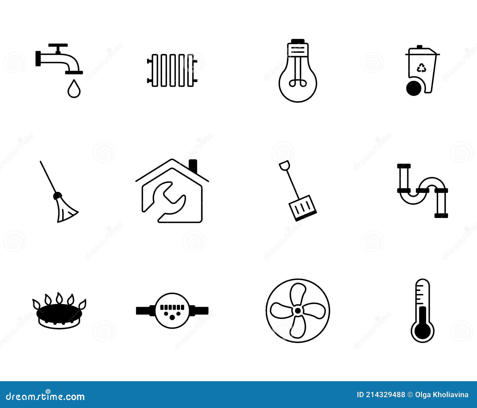 Vector Set of Linear Isolated Black and White Icons. the Concept of ...