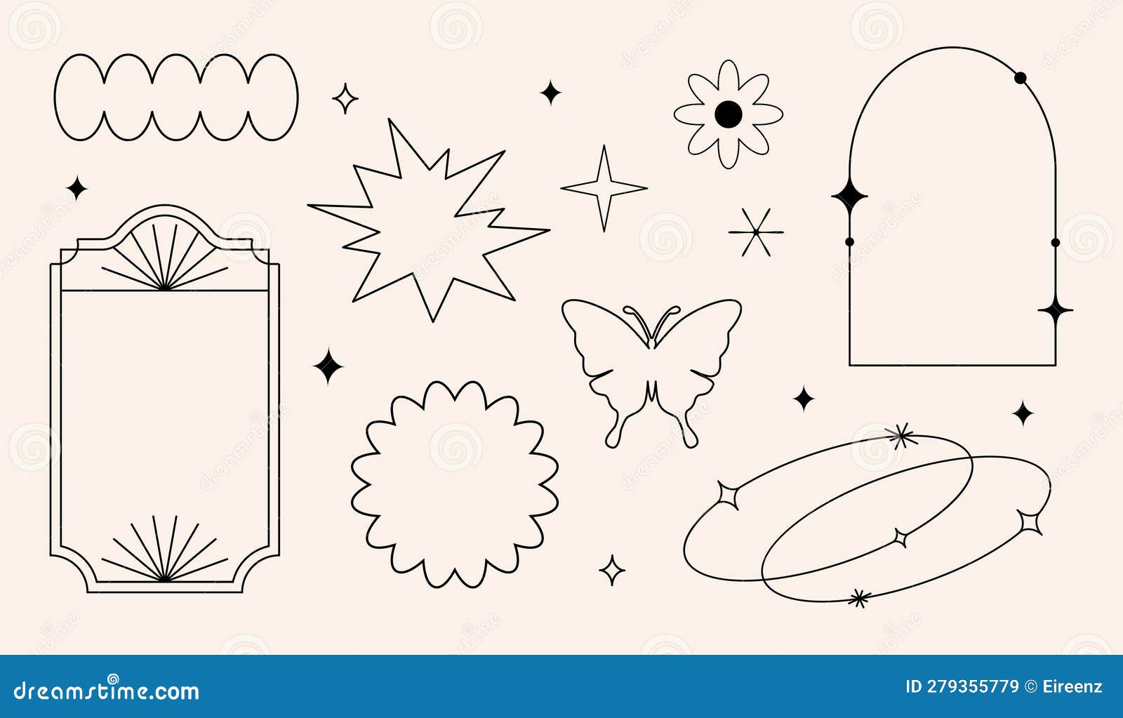 Vector Set of Linear Minimalistic Aesthetic Frames, Borders, Geometric ...