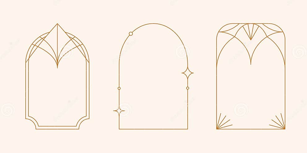 Vector Set of Linear Minimalistic Aesthetic Frames and Borders with ...