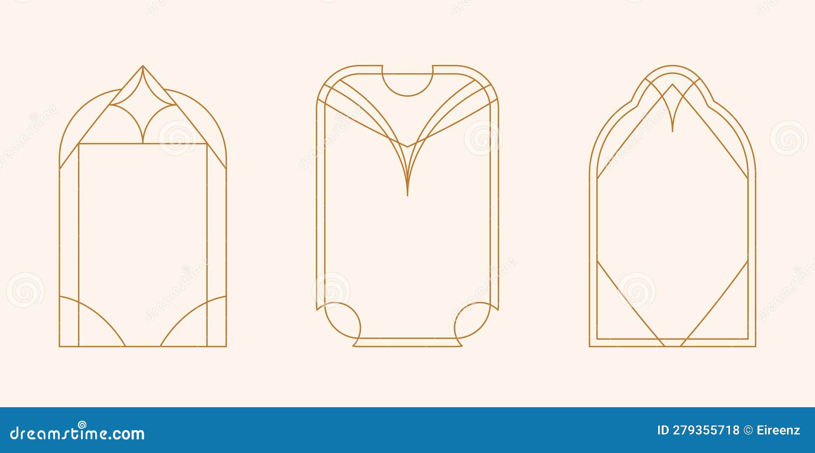 Vector Set of Linear Minimalistic Aesthetic Frames and Borders with ...