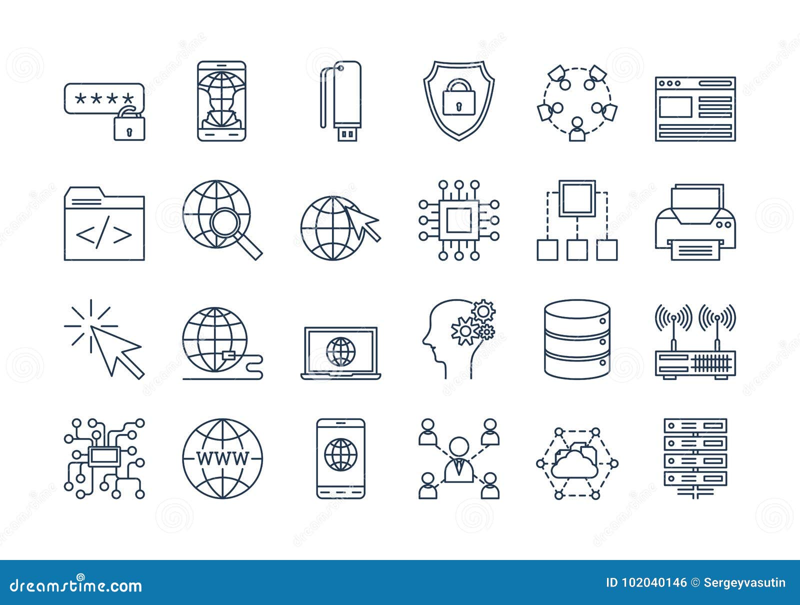 03 Outline INTERNET Icons Set Stock Vector - Illustration of ...