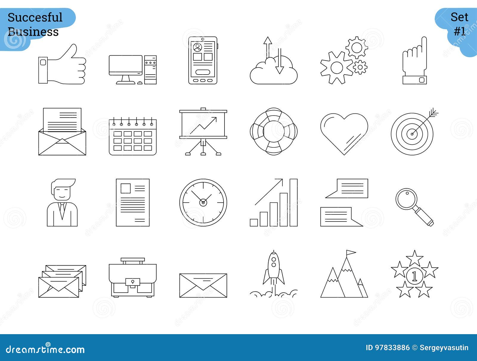 Linear Icon Set 1 - BUSINESS Stock Illustration - Illustration of ...