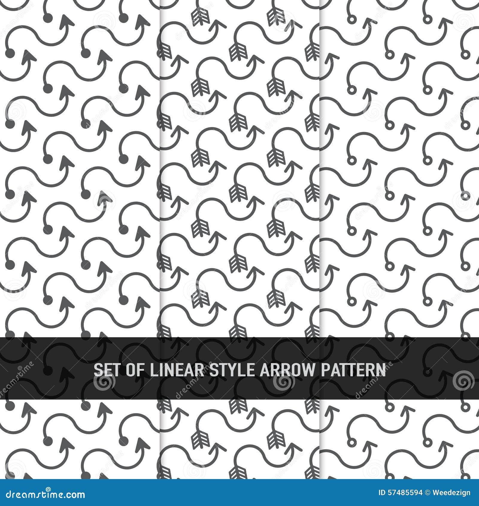 Vector : Set of Linear Style Arrow Pattern ,Black and White Colo Stock ...