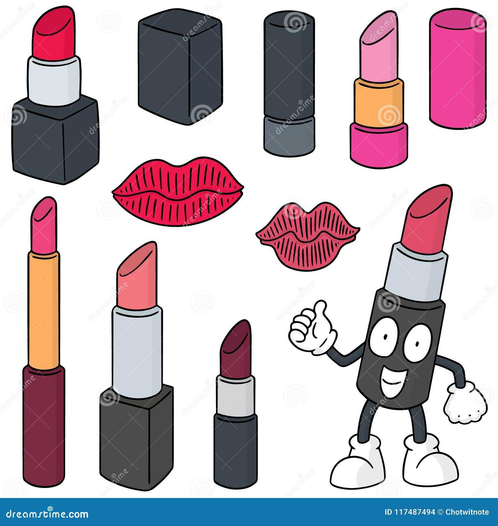 Vector set of lipsticks stock vector. Illustration of draw - 117487494