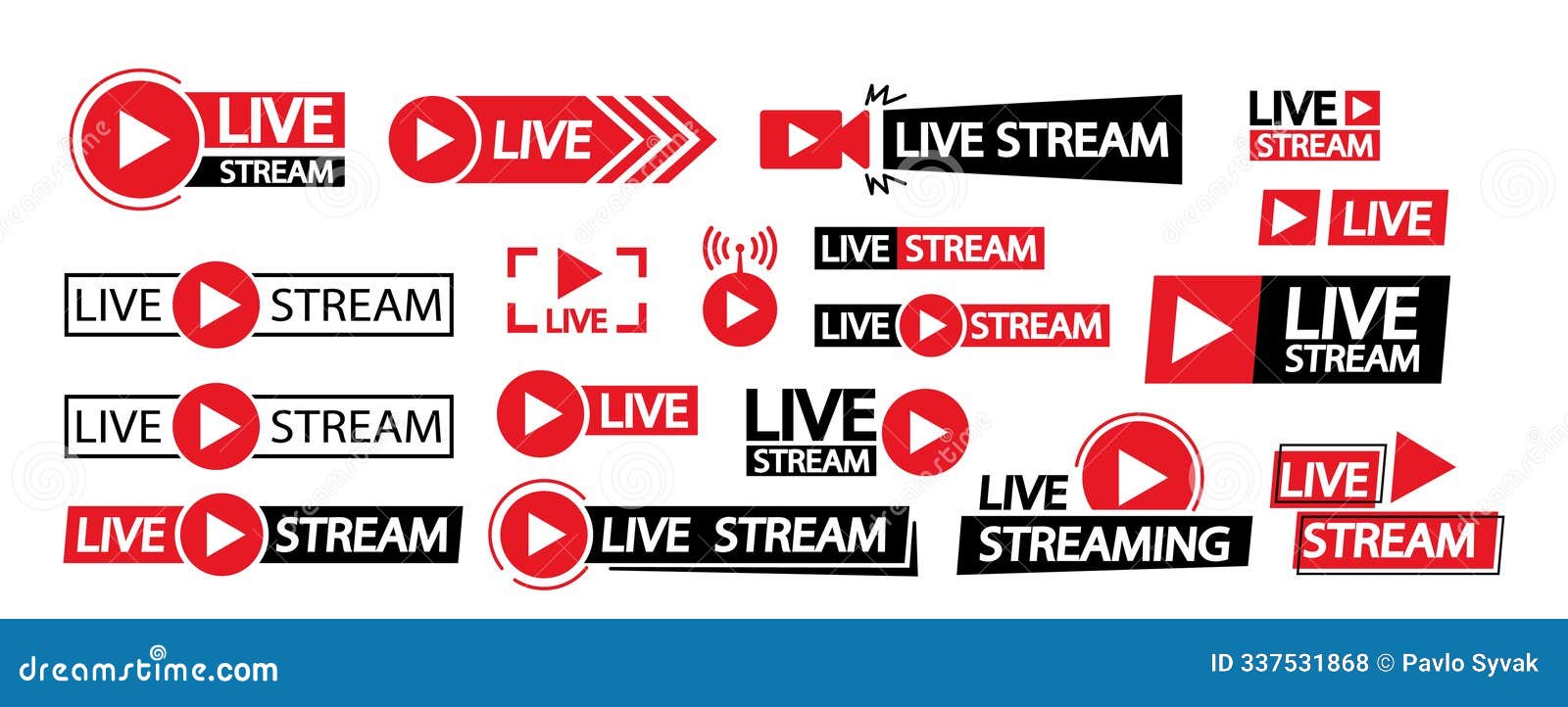 Vector Set of Live Stream Icons and Graphics in Various Styles and ...