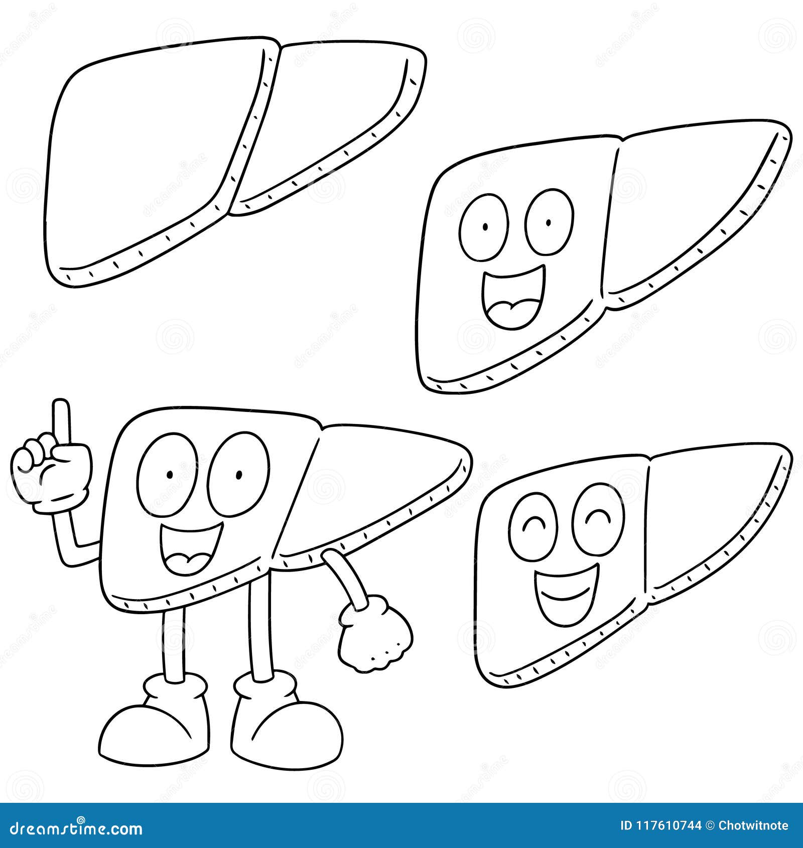 Vector Set of Liver Cartoon Stock Vector - Illustration of drawn, draw ...