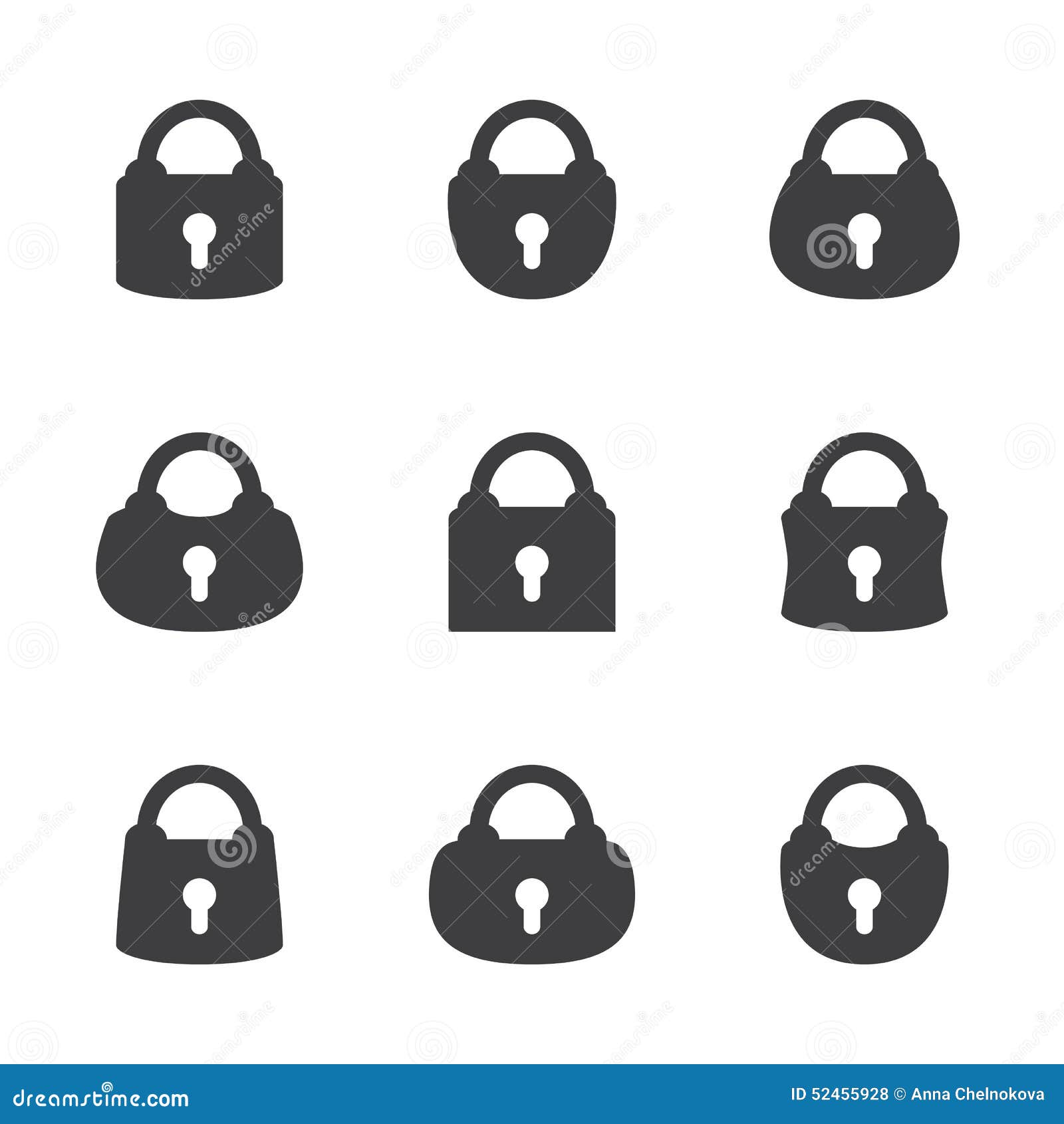 Vector set of lock. stock vector. Illustration of safety - 52455928