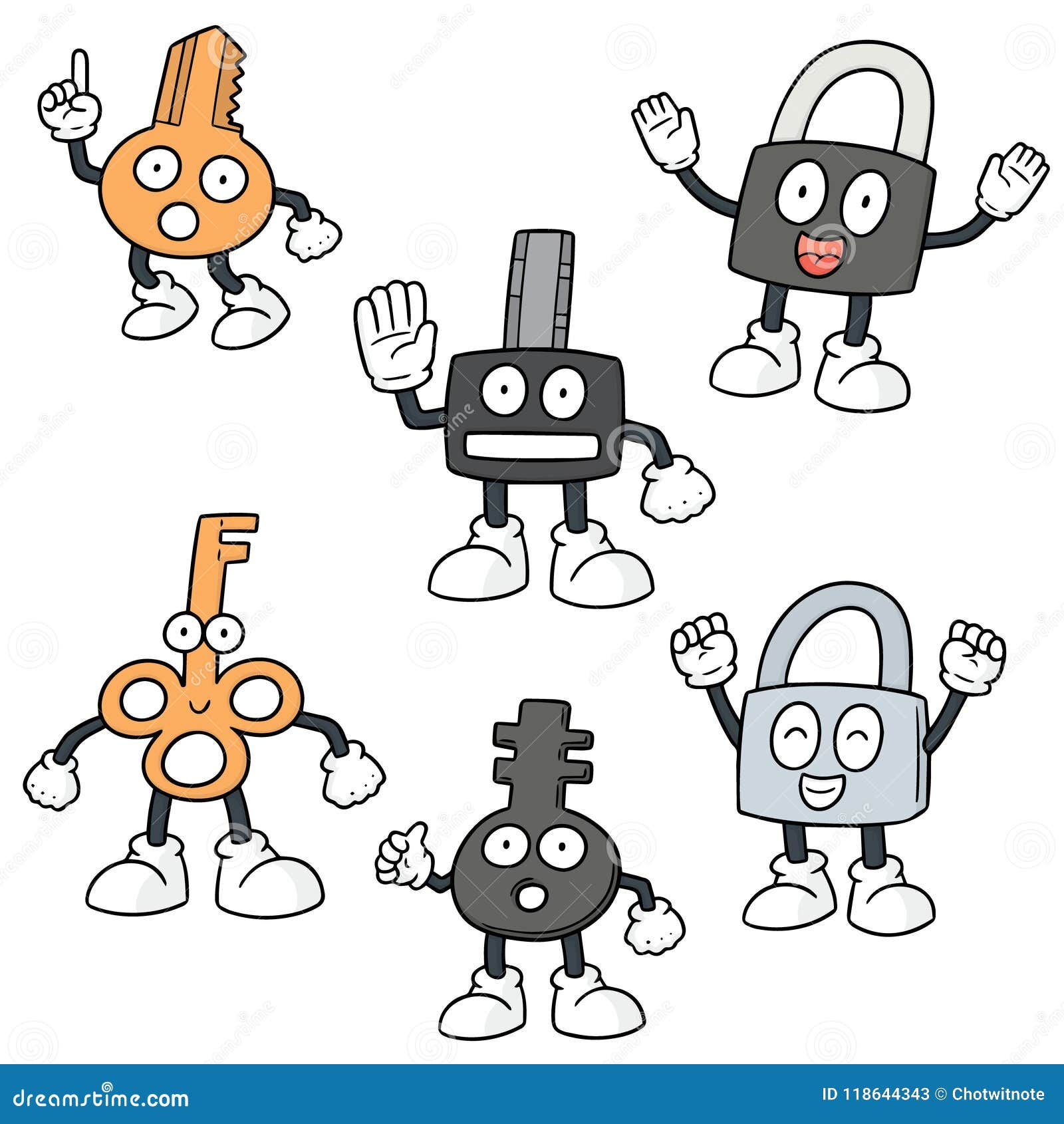 Vector set of lock and key stock vector. Illustration of graphic ...